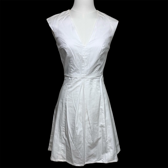 Dresses | French Connection White Sleeveless Fit Flare Dress Womens Us ...